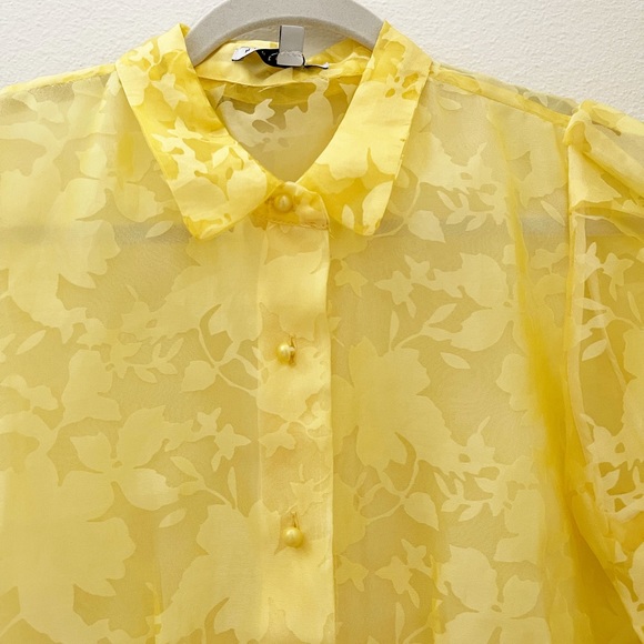 Tops | Spring Yellow Sheer Floral Top | Poshmark